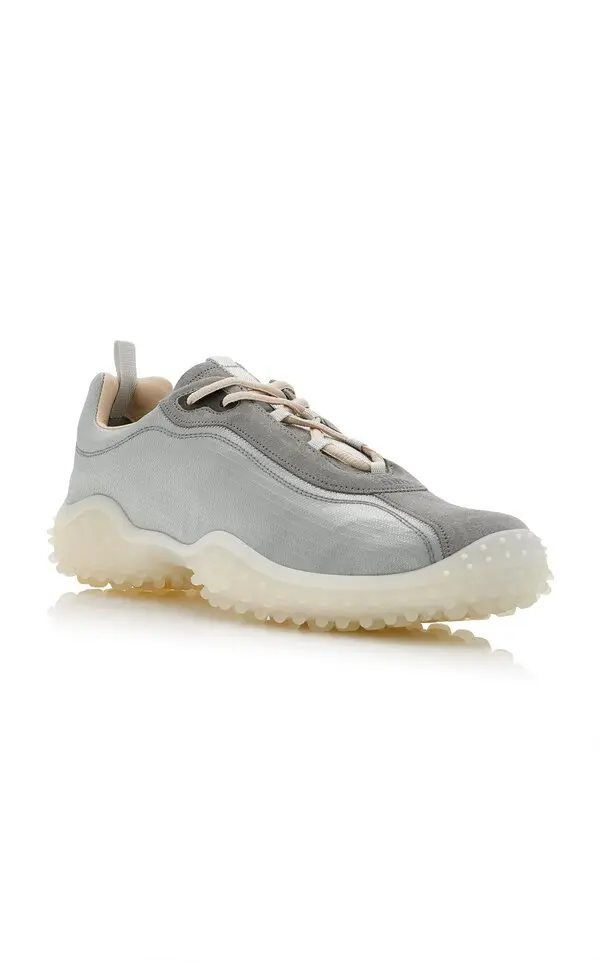 Miu Miu Bubble Nylon And Suede Sneakers - Silver