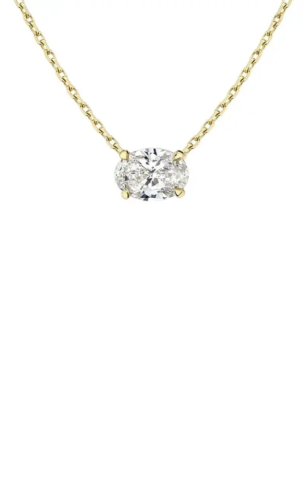 VRAI 14k Yellow Lab-grown Diamond Oval Solitaire Necklace