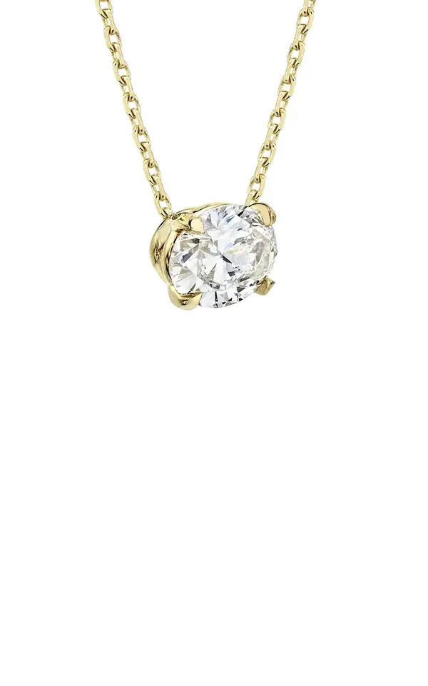 VRAI 14k Yellow Lab-grown Diamond Oval Solitaire Necklace