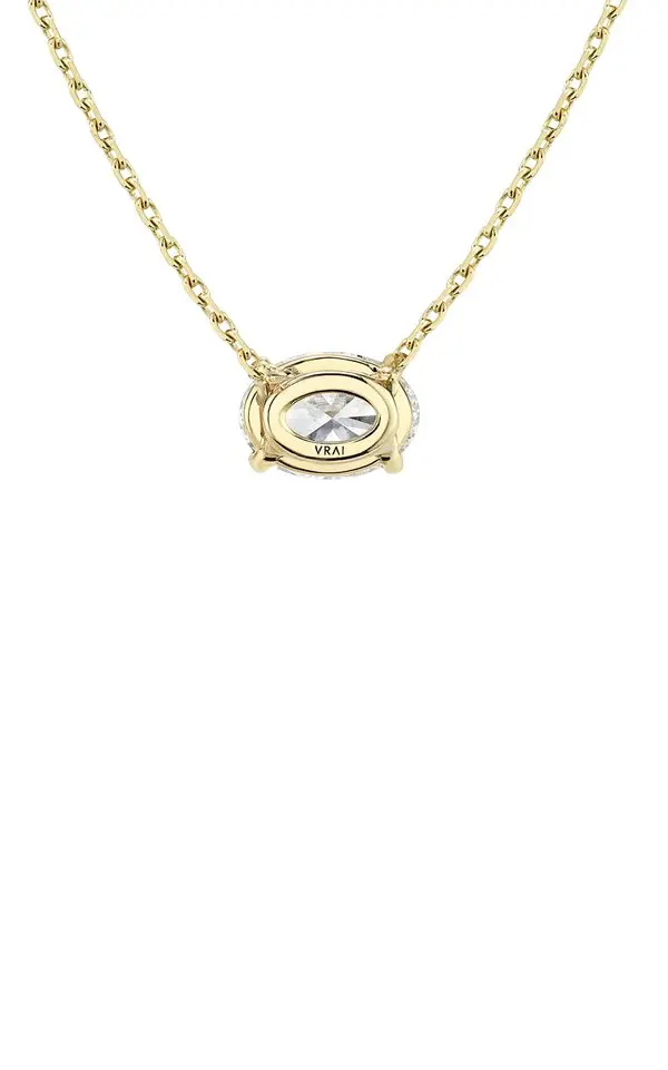 VRAI 14k Yellow Lab-grown Diamond Oval Solitaire Necklace