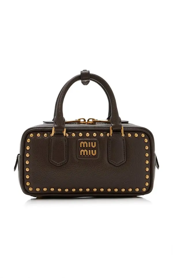 Miu Miu Arcadie Studded Leather Top Handle Bag