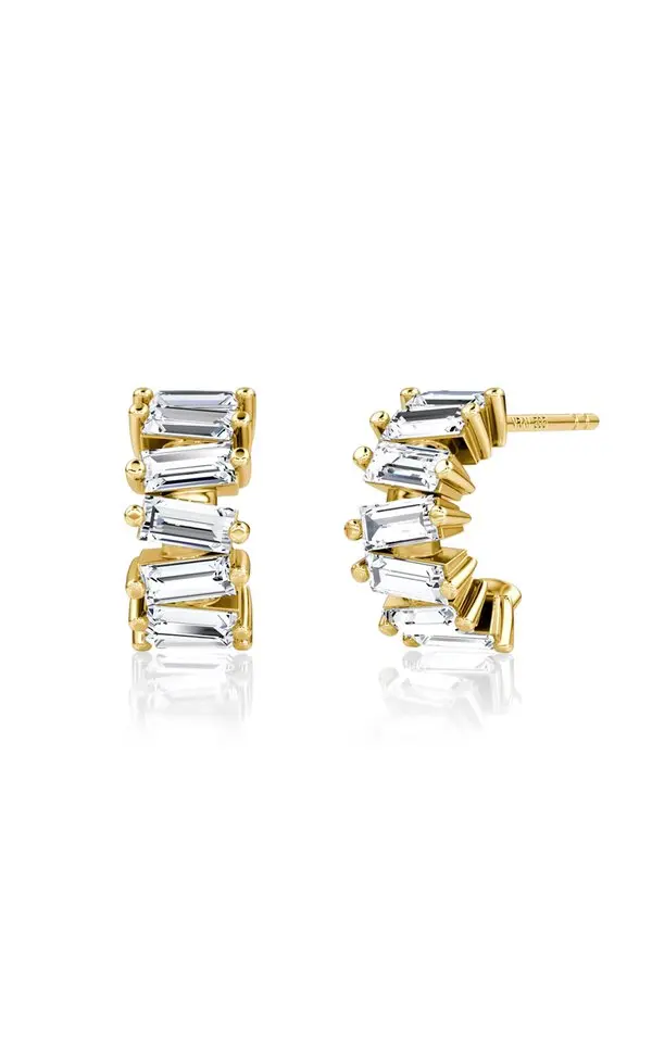 VRAI 14k Yellow Lab-grown Diamond Baguette Hoops