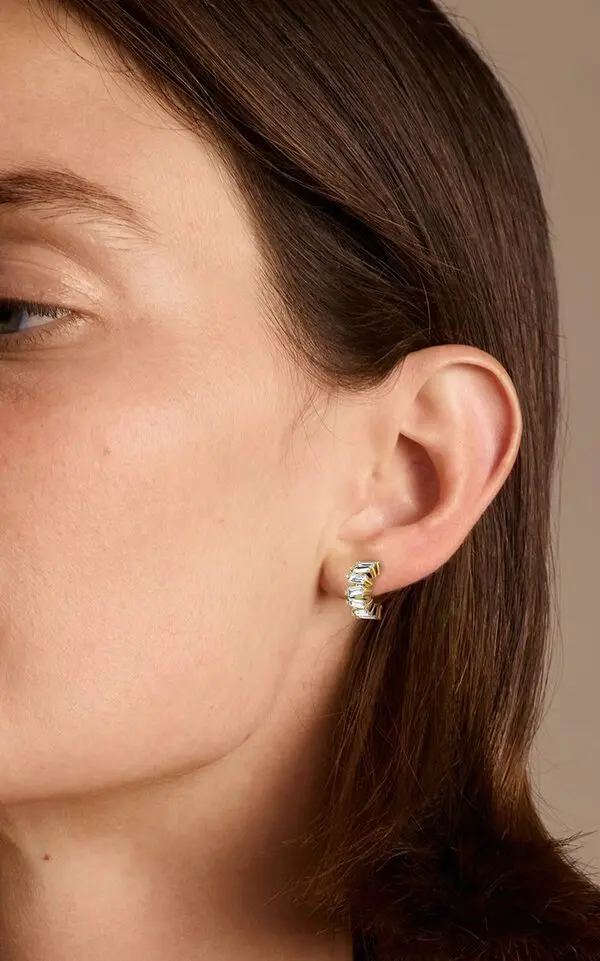 VRAI 14k Yellow Lab-grown Diamond Baguette Hoops
