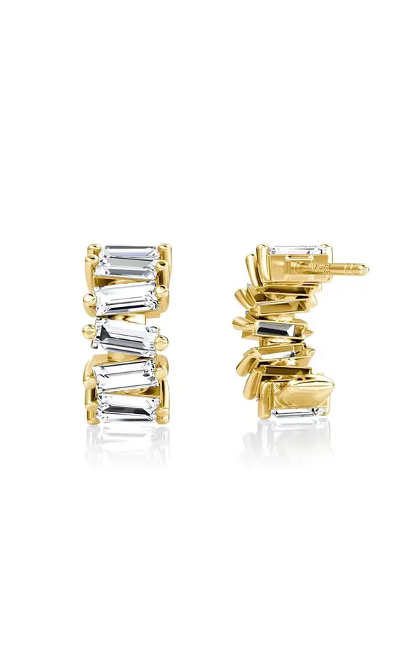 VRAI 14k Yellow Lab-grown Diamond Baguette Hoops