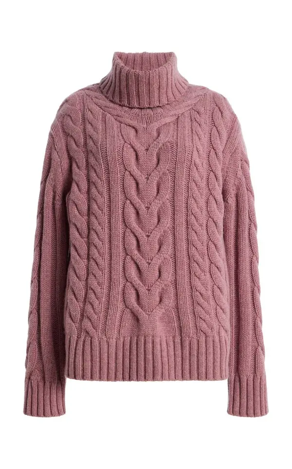 TWP Traveling Cable-knit Cashmere Turtleneck Sweater - Purple