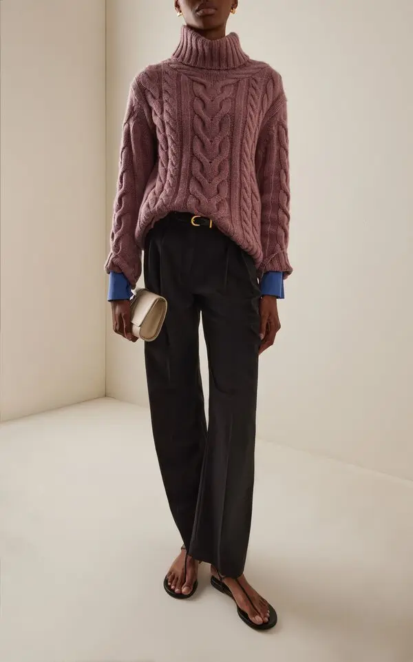 TWP Traveling Cable-knit Cashmere Turtleneck Sweater