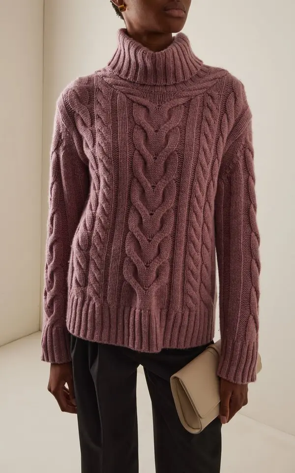 TWP Traveling Cable-knit Cashmere Turtleneck Sweater