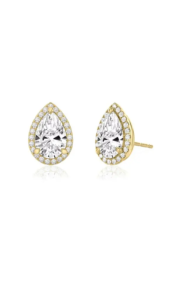 VRAI 14k Yellow Lab-grown Diamond Halo Pear Studs