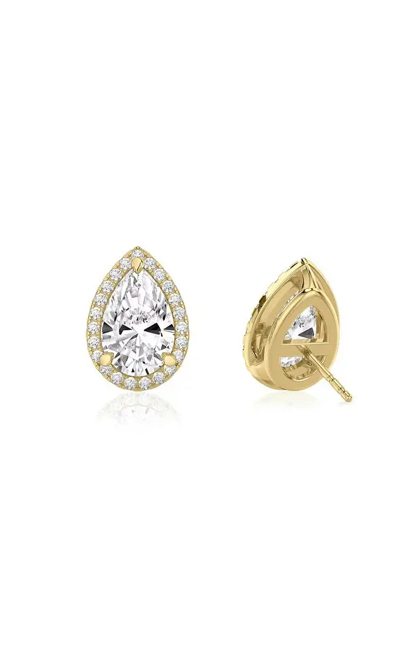VRAI 14k Yellow Lab-grown Diamond Halo Pear Studs