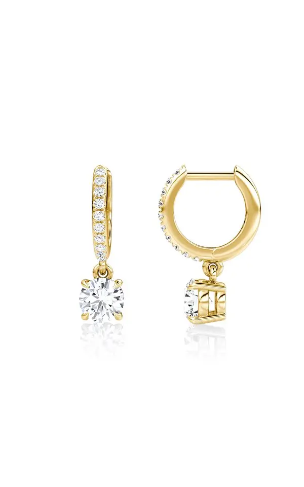 VRAI 14k Yellow Lab-grown Diamond Solitaire Drop Huggie Hoop