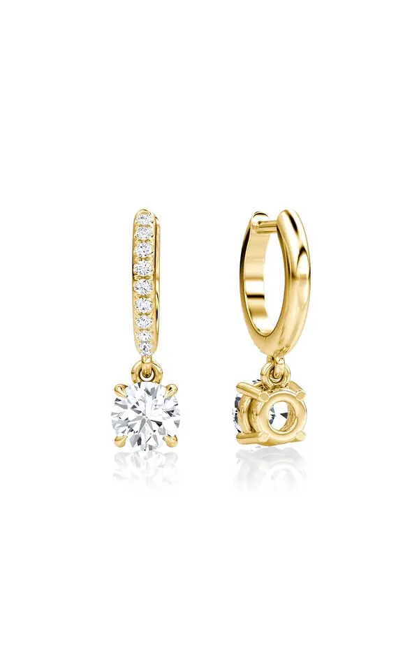 VRAI 14k Yellow Lab-grown Diamond Solitaire Drop Huggie Hoop