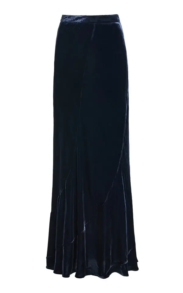 Cara Cara Samara Silk-blend Velvet Maxi Skirt - Navy