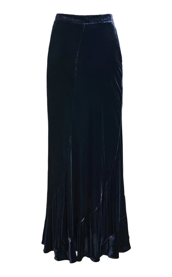 Cara Cara Samara Silk-blend Velvet Maxi Skirt - Navy