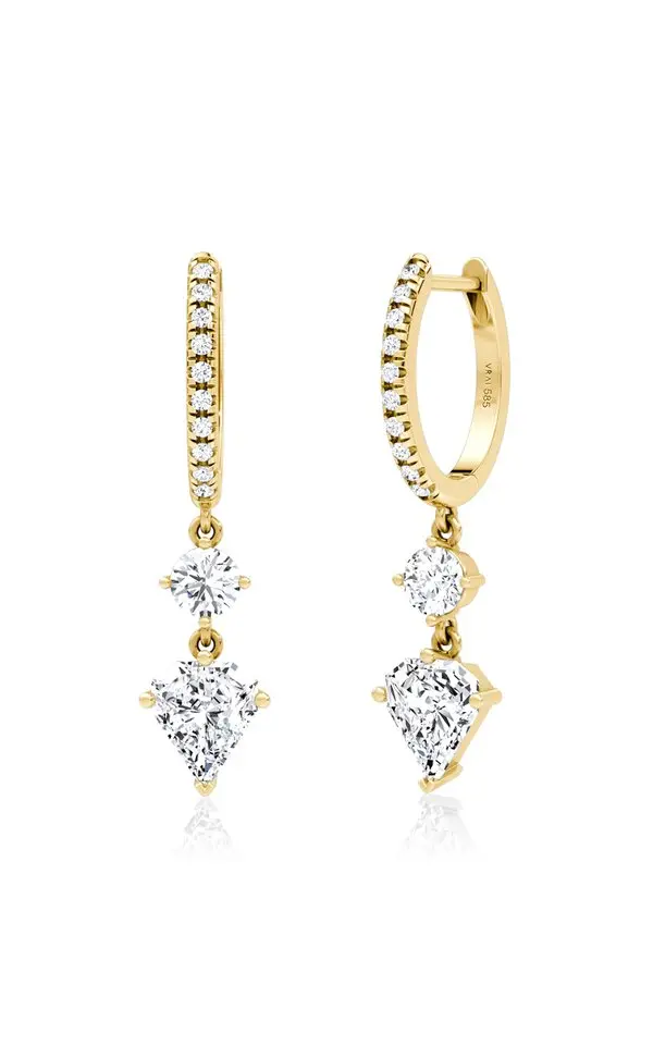 VRAI 14k Yellow Lab-grown Diamond Duo Shield Drop Hoop