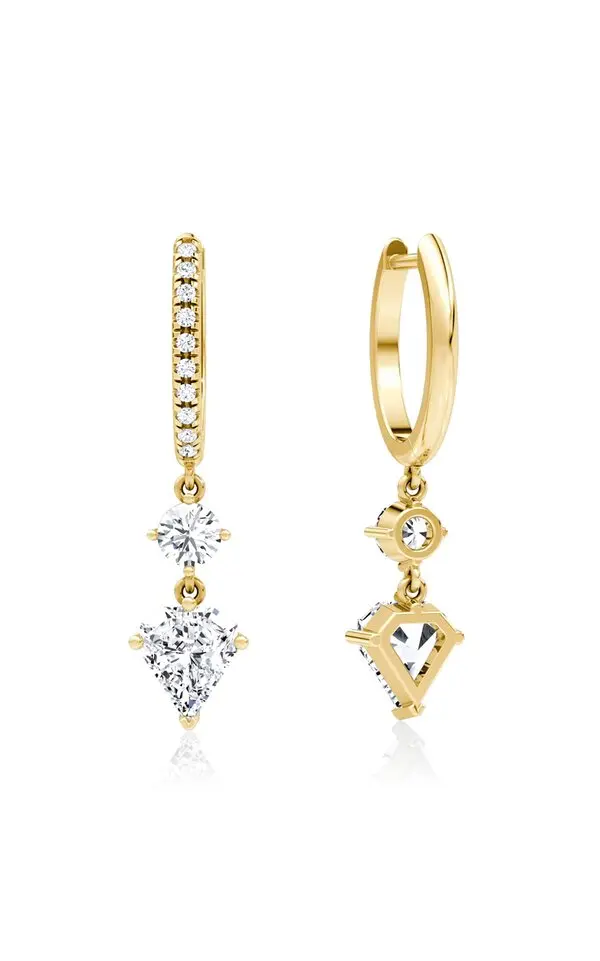 VRAI 14k Yellow Lab-grown Diamond Duo Shield Drop Hoop