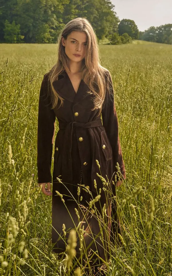 Cara Cara Charlie Lamb Suede Trench Coat