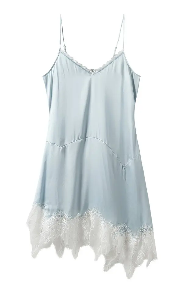 THE GARMENT Cata Silk-blend Asymmetric Mini Dress - Light Blue