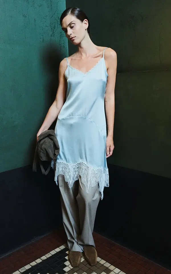 THE GARMENT Cata Silk-blend Asymmetric Mini Dress - Light Blue