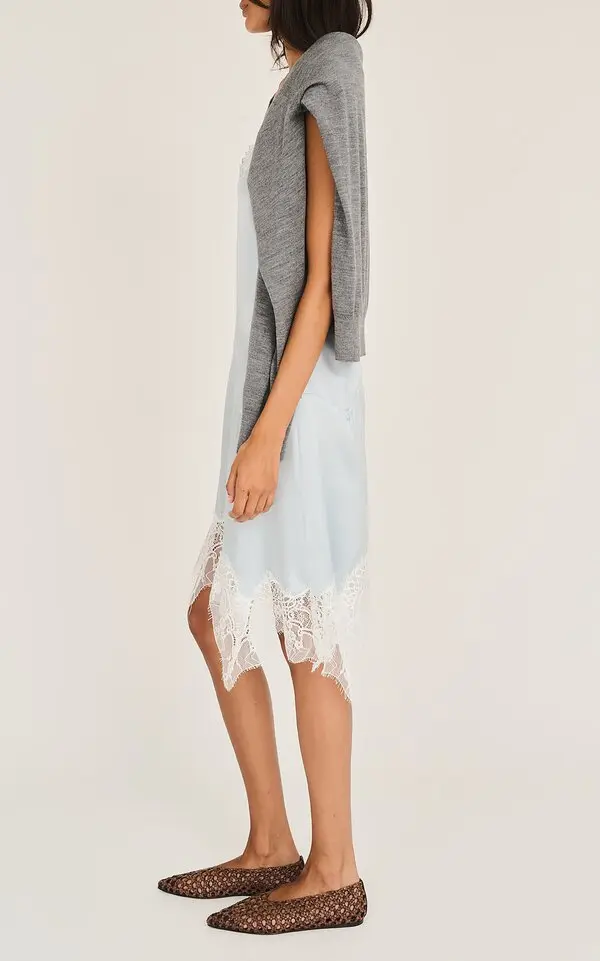 THE GARMENT Cata Silk-blend Asymmetric Mini Dress - Light Blue