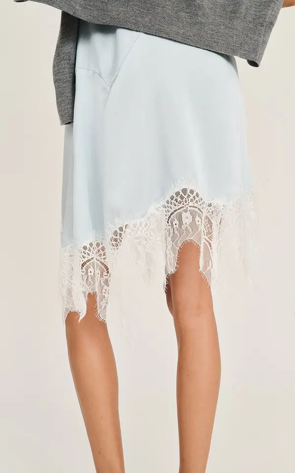 THE GARMENT Cata Silk-blend Asymmetric Mini Dress - Light Blue