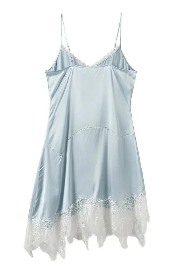 THE GARMENT Cata Silk-blend Asymmetric Mini Dress - Light Blue