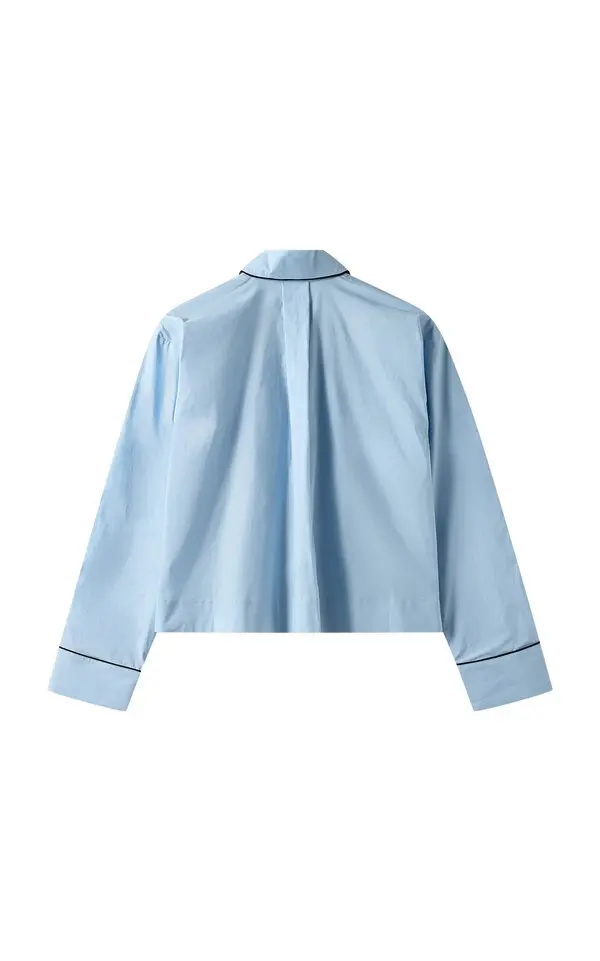 THE GARMENT Cyprus Cotton-blend Pj Shirt - Light Blue