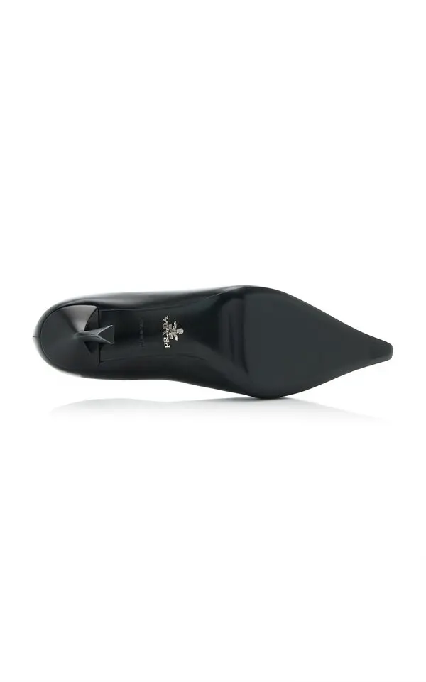 Prada High-shine Leather Slingback Pumps - Black
