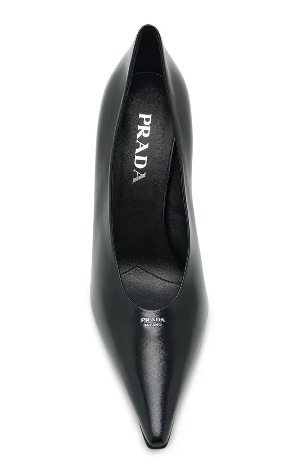 Prada High-shine Leather Slingback Pumps - Black