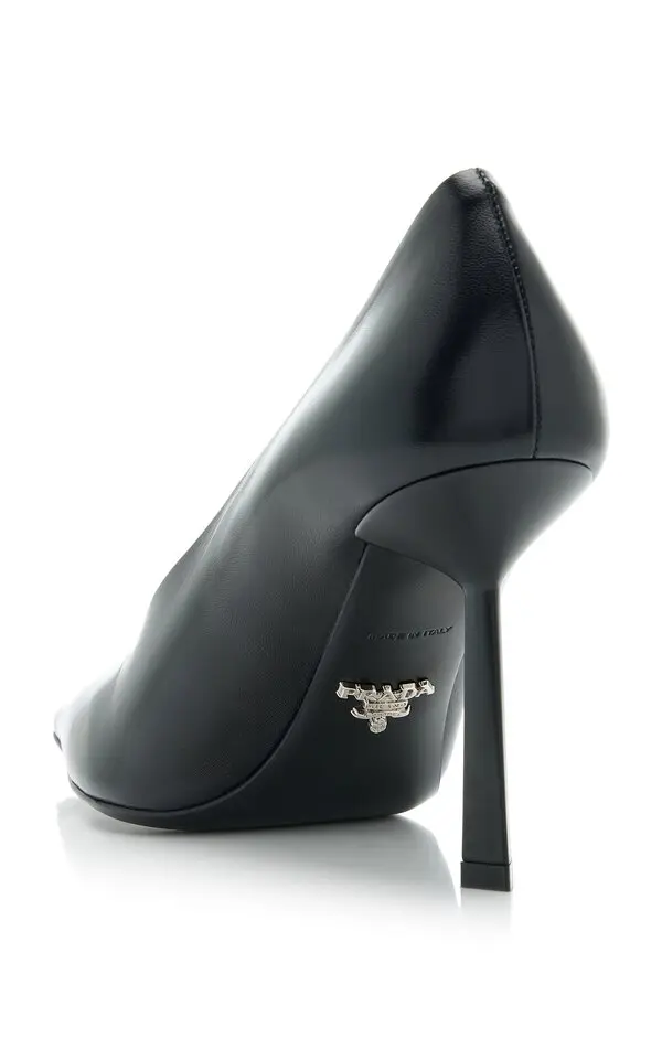 Prada High-shine Leather Slingback Pumps - Black