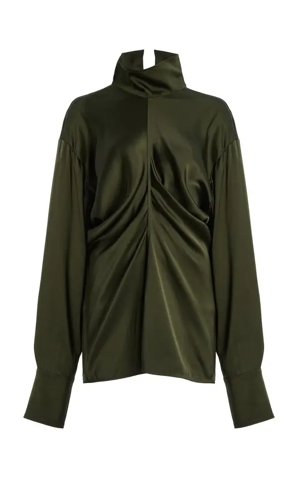 TOTEME Slouch Satin Top - Green