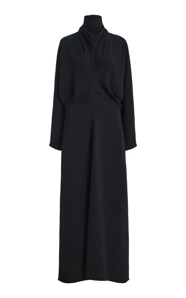 TOTEME Slouch Waist Crepe Midi Scarf Dress - Black