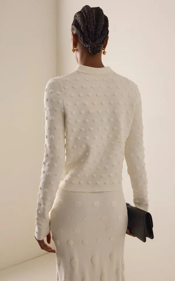 Lela Rose Pucker Dot Knit Cardigan