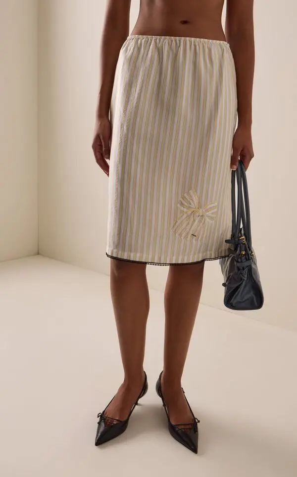Prada Striped Cupro Midi Skirt