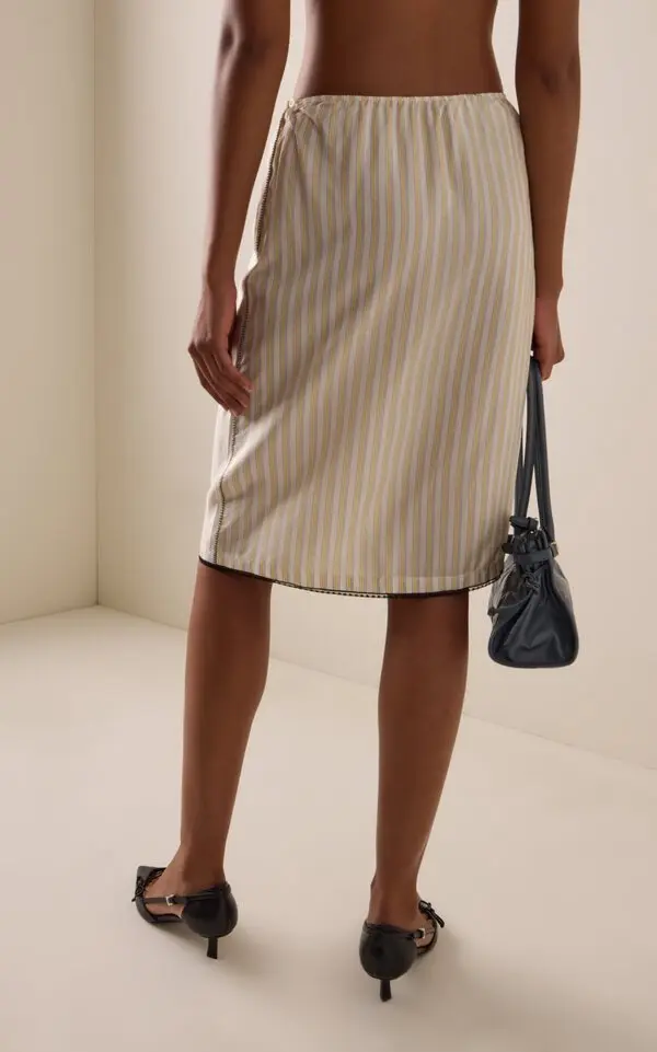 Prada Striped Cupro Midi Skirt