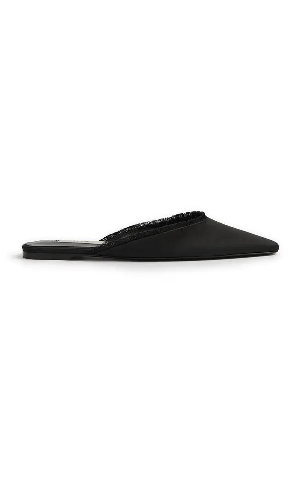 TOTEME Frayed Satin Lounge Slippers - Black