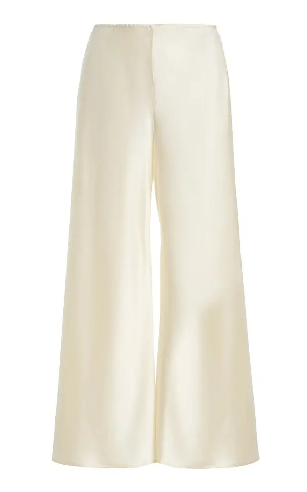 LESET Barb Bias Satin Wide-leg Pants