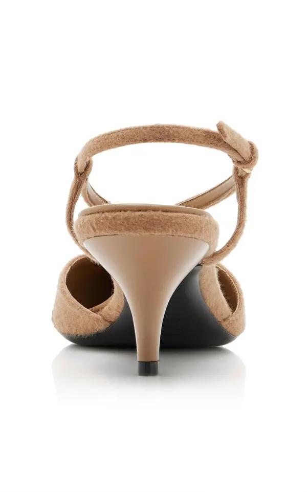 Miu Miu Leather-detailed Flannel Slingback Pumps