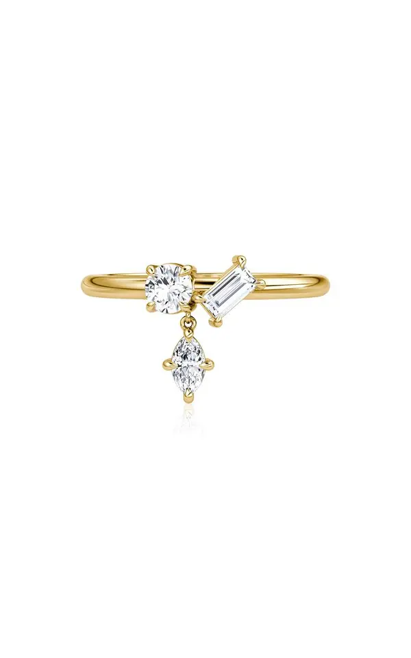 VRAI 14k Yellow Lab-grown Diamond Falling Star Ring