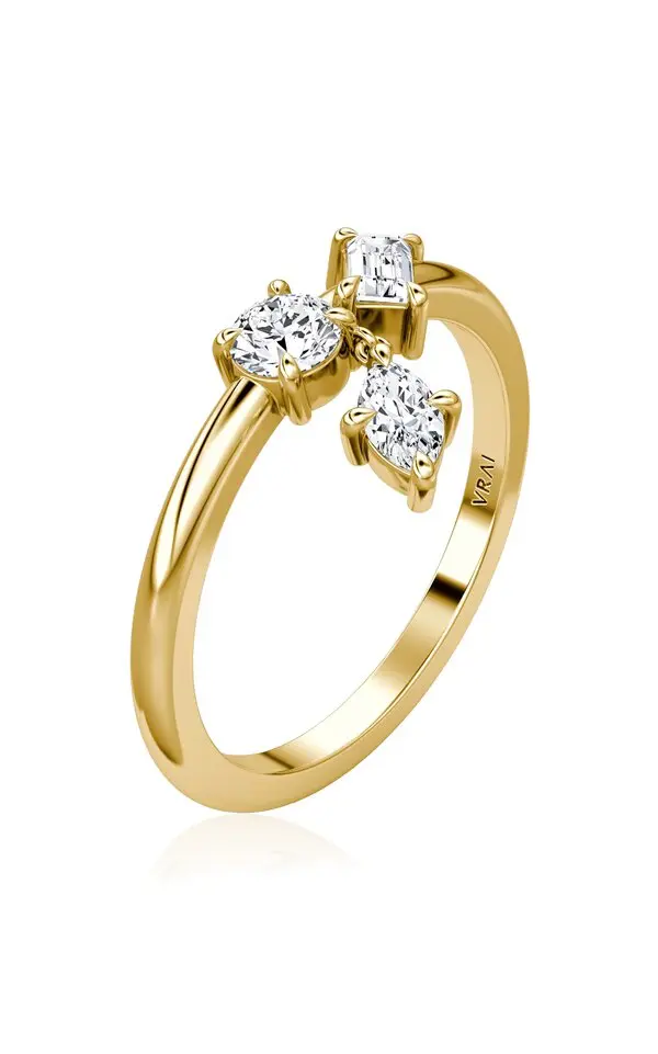 VRAI 14k Yellow Lab-grown Diamond Falling Star Ring