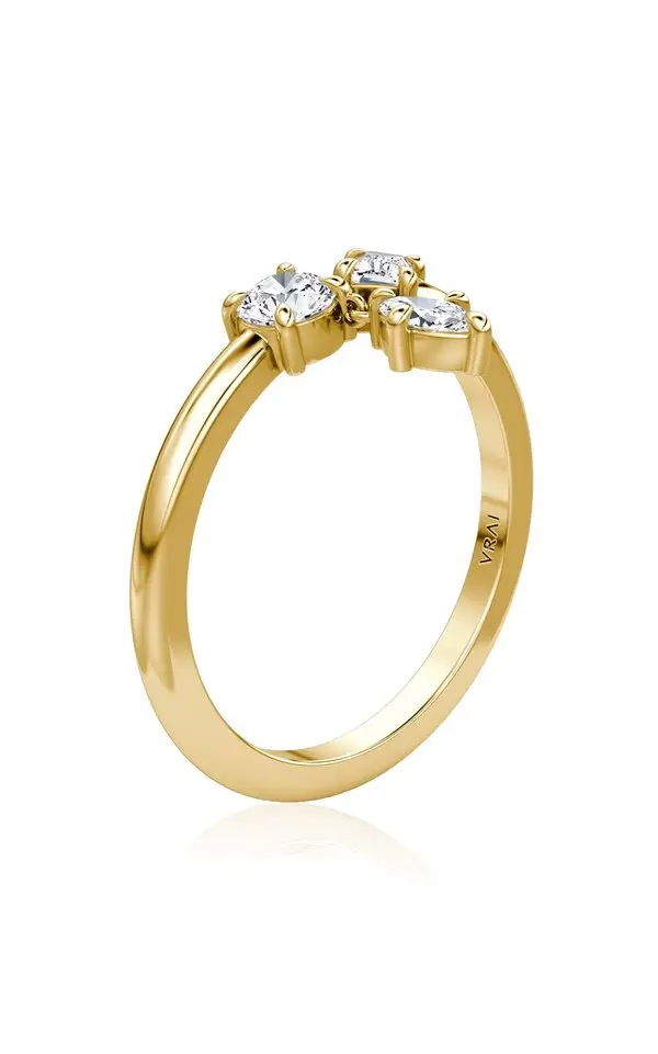 VRAI 14k Yellow Lab-grown Diamond Falling Star Ring