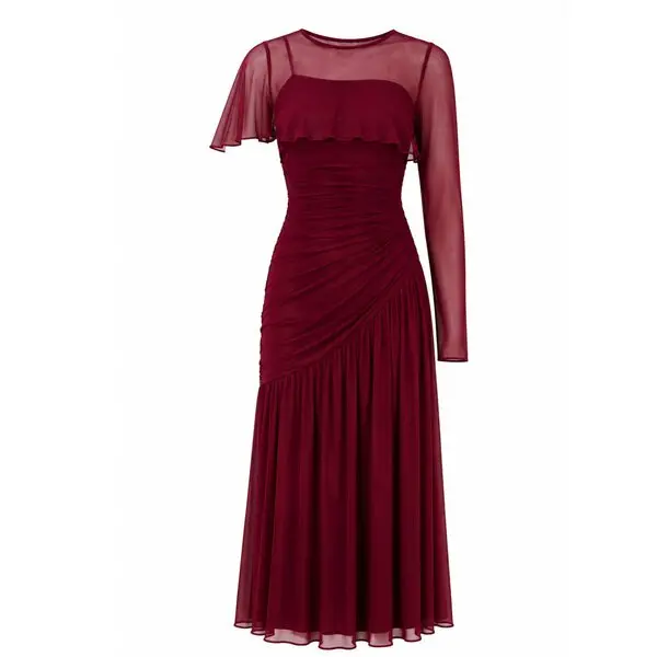 CELESTINE & MAE Rosaline Sheer Cape Midi Dress