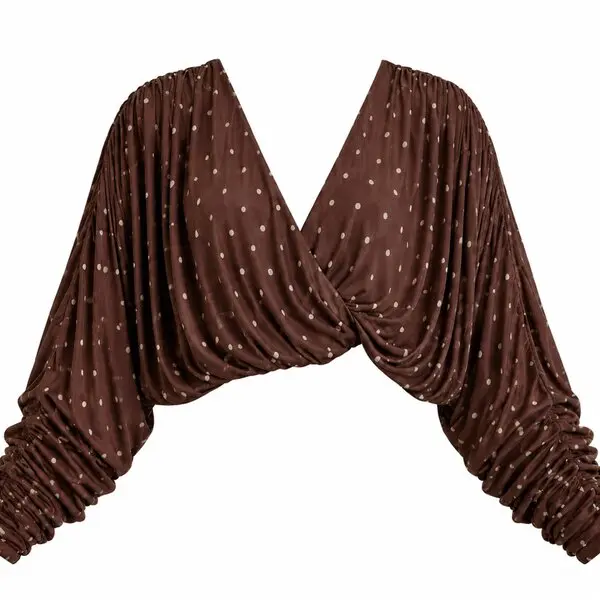 CELESTINE & MAE Luna Polka Dot Ruched Wrap Top