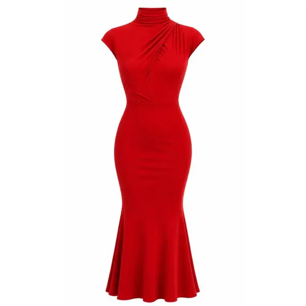 CELESTINE & MAE Adara High Neck Wrap Midi Dress