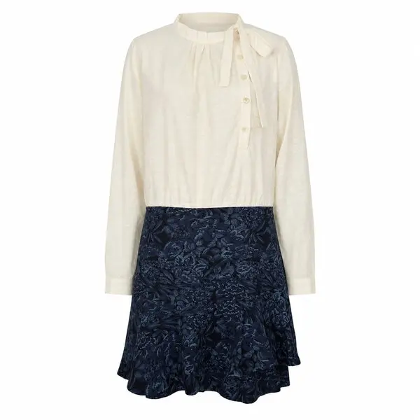 SVETLANA K Adele Dress Organic Cotton In Floral Jacquard Jeans - Blue