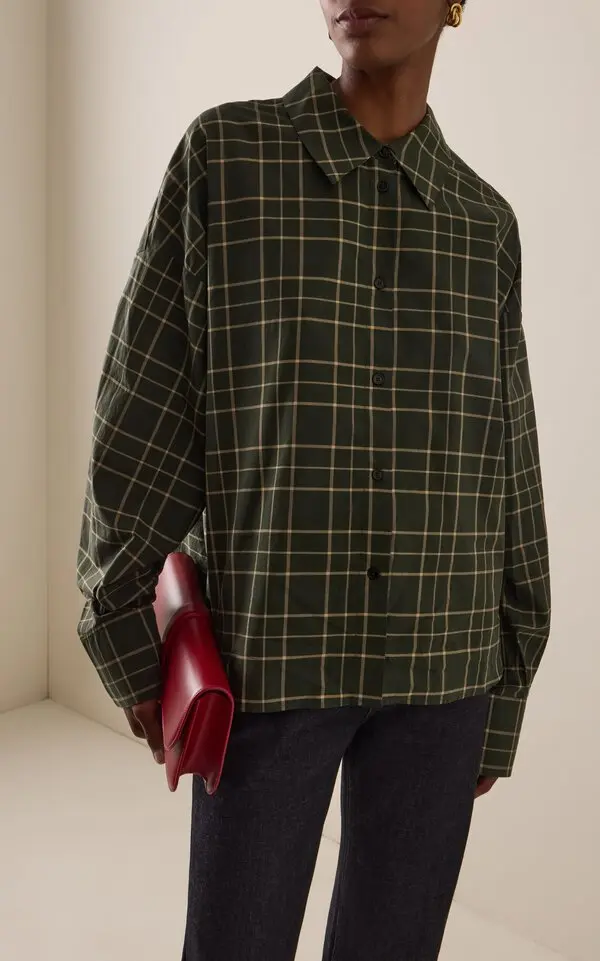 TOTEME Boxy Plaid Cotton Shirt