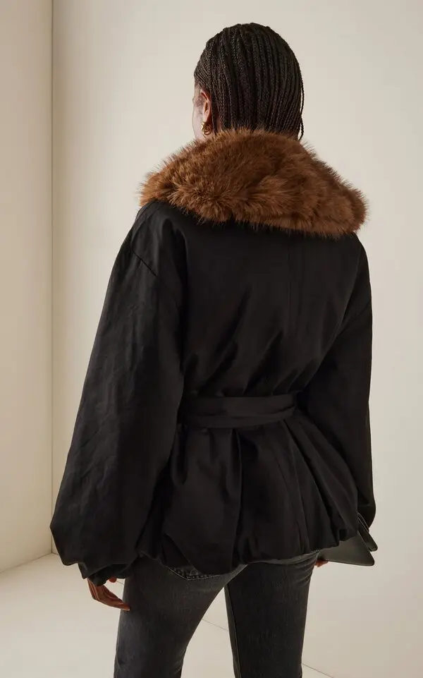 ROTATE BY BIRGER CHRISTENSEN Faux Fur Collar Jacket