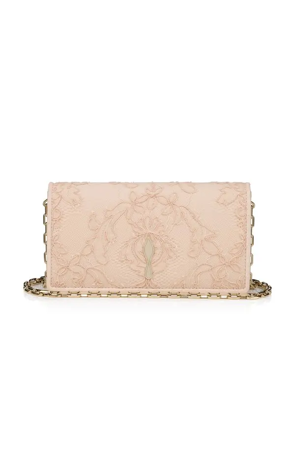CHRISTIAN LOUBOUTIN Bettina Satin Lace Clutch - Neutral