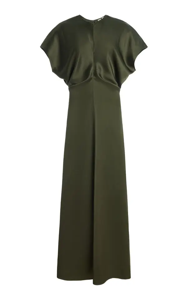 TOTEME Slouch Waist Satin Midi Dress - Dark Green