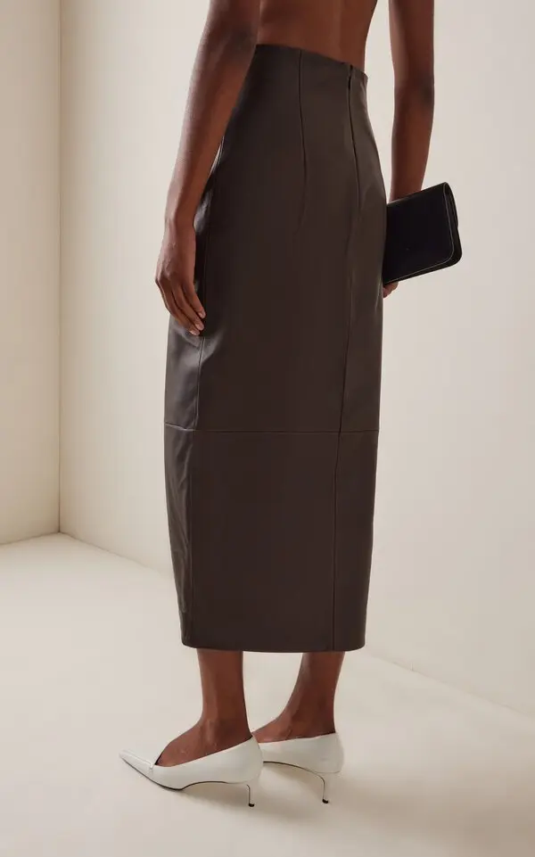 Lela Rose Leather Asymmetrical Pencil Skirt