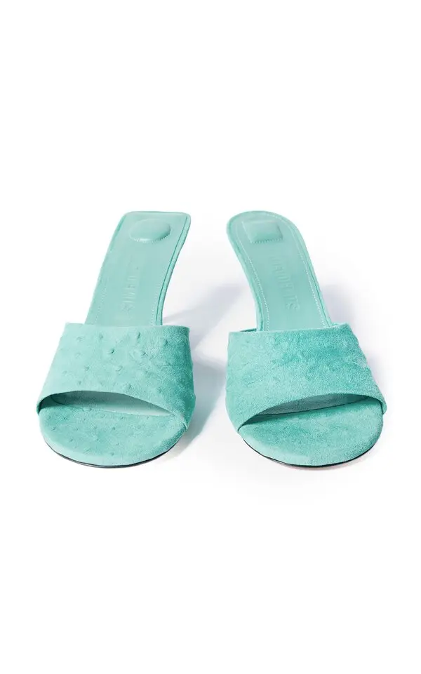 Jacquemus Cubisto Ostrich-effect Leather Mules